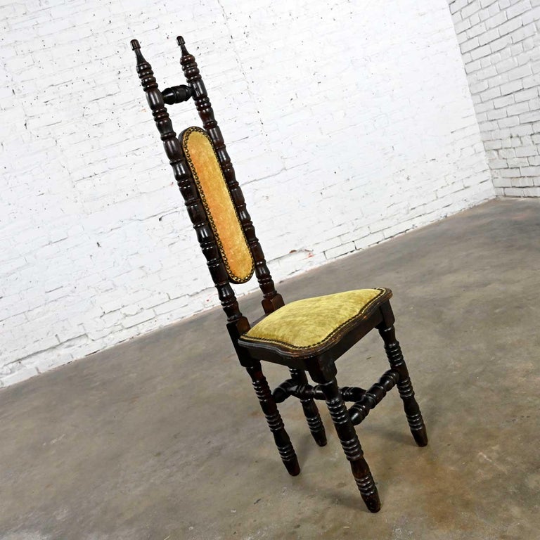 Vintage Spanish Colonial Revival Gold Velvet Small High Back Chair ...