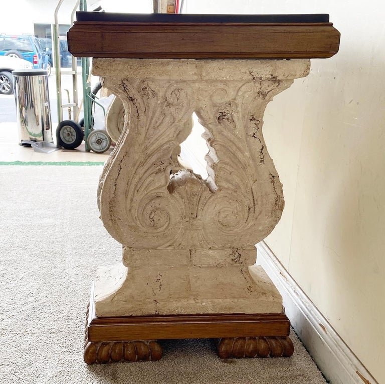Vintage Spanish Colonial Style Tessellated Stone Top Console Table For ...