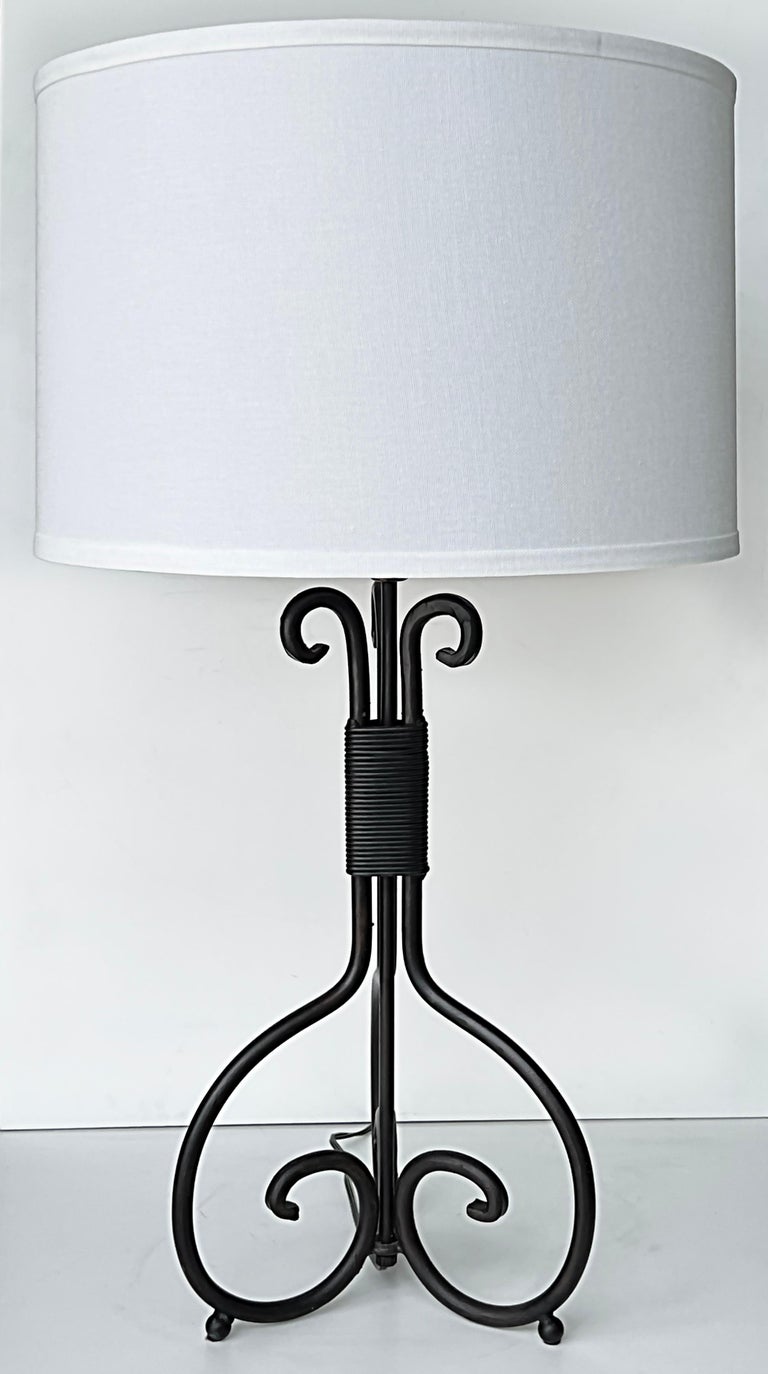 Vintage Spanish Colonial Style Wrought Iron Table Lamps, Pair For Sale ...