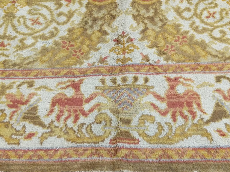 Vintage Spanish Cuenca Rug with Renaissance Wreath Pattern For Sale at ...