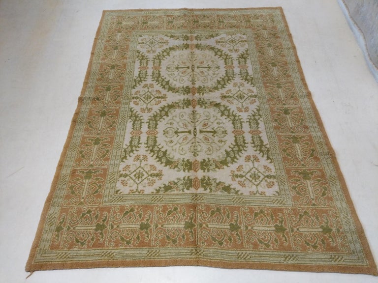 Vintage Spanish Cuenca Rug with Renaissance Wreath Pattern For Sale at ...