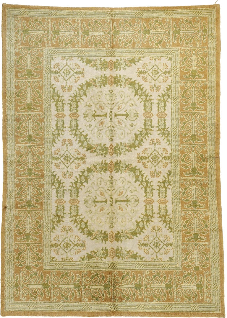 Vintage Spanish Cuenca Rug with Renaissance Wreath Pattern For Sale at ...