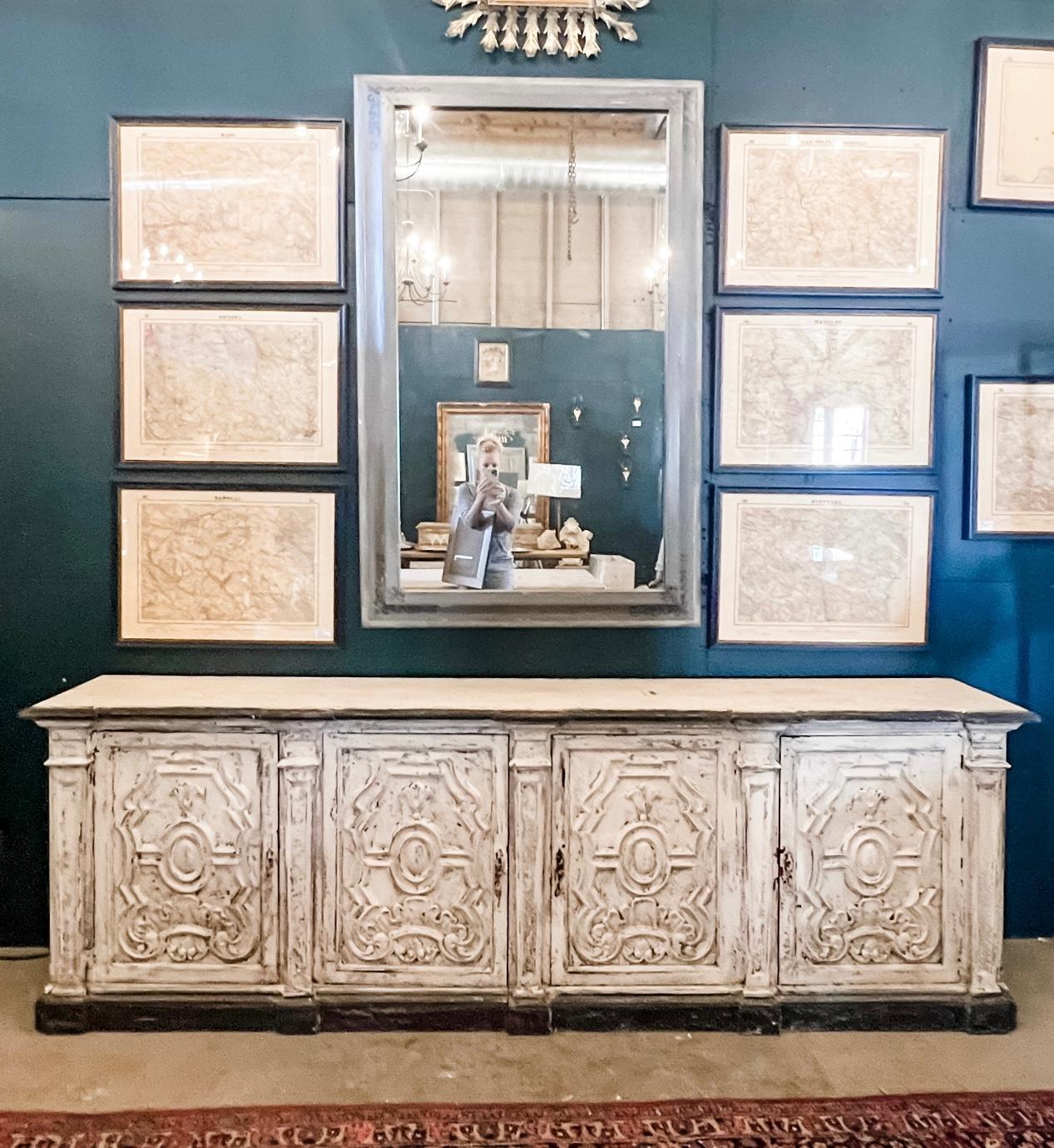 Vintage Spanish Distressed Buffet Sideboard For Sale at 1stDibs