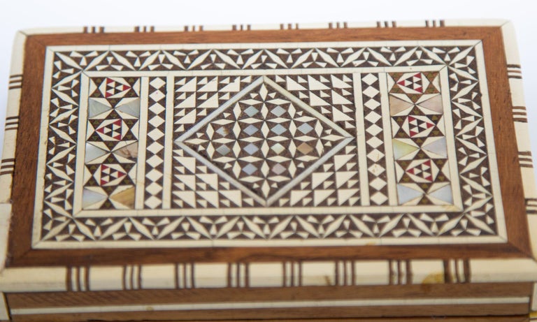 Vintage Spanish Inlaid Marquetry Decorative Music Box Inlaid with White ...
