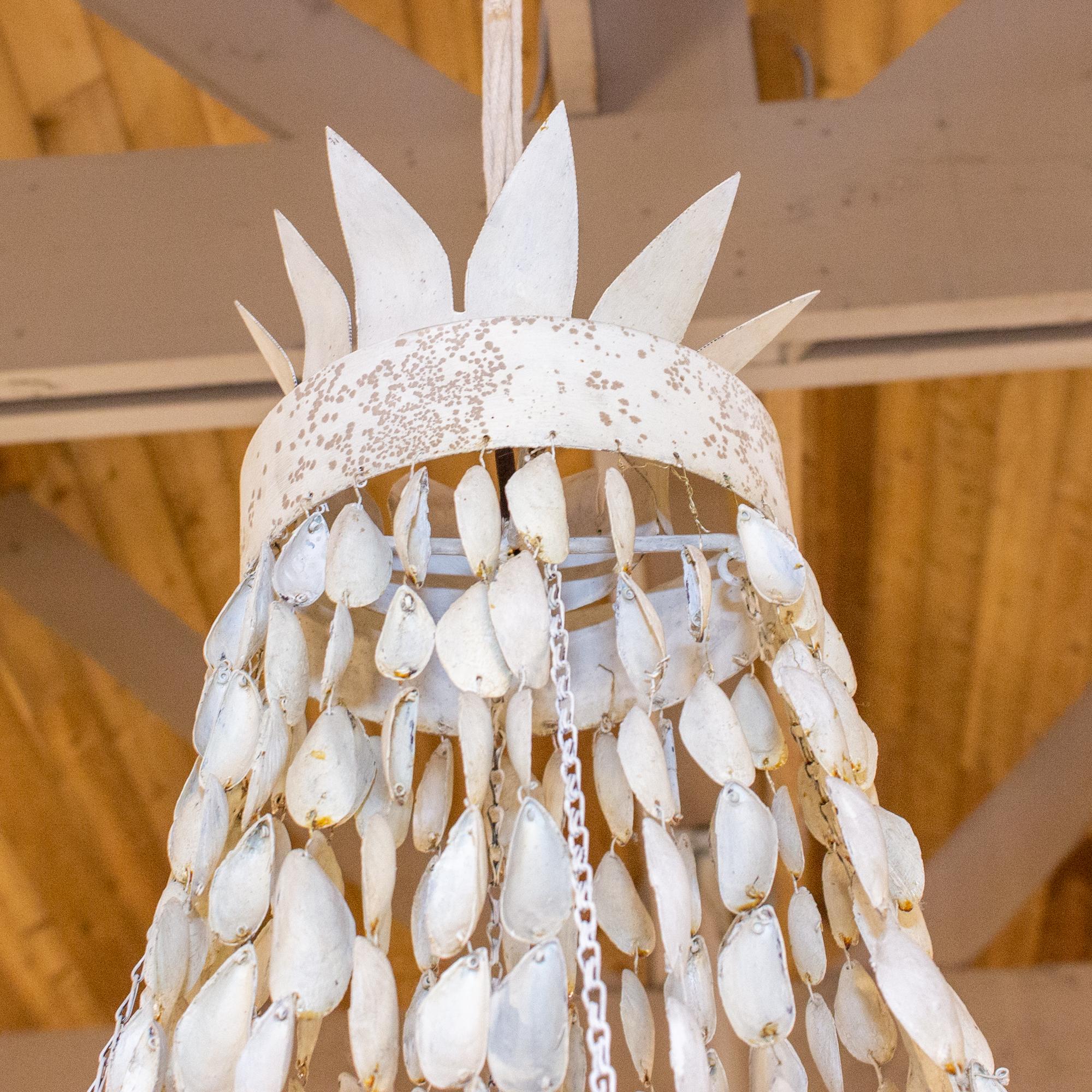 Vintage Spanish Painted Metal and Seashell Chandelier with 8 Candelabra ...