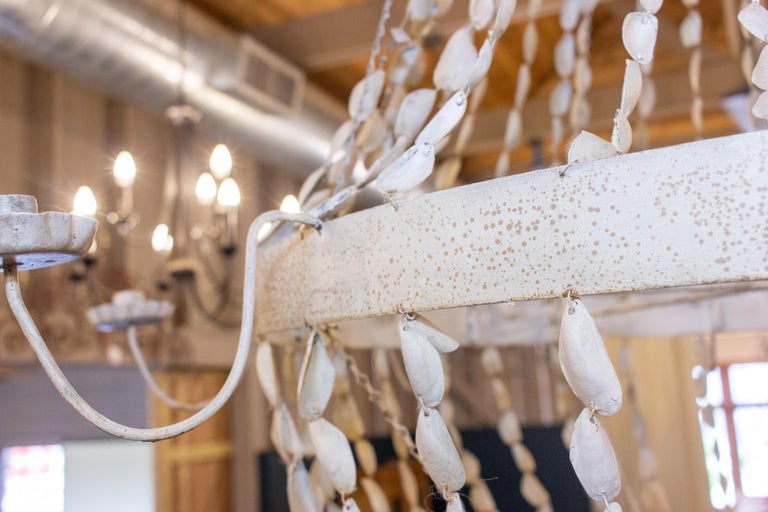 Vintage Spanish Painted Metal and Seashell Chandelier with 8 Candelabra ...