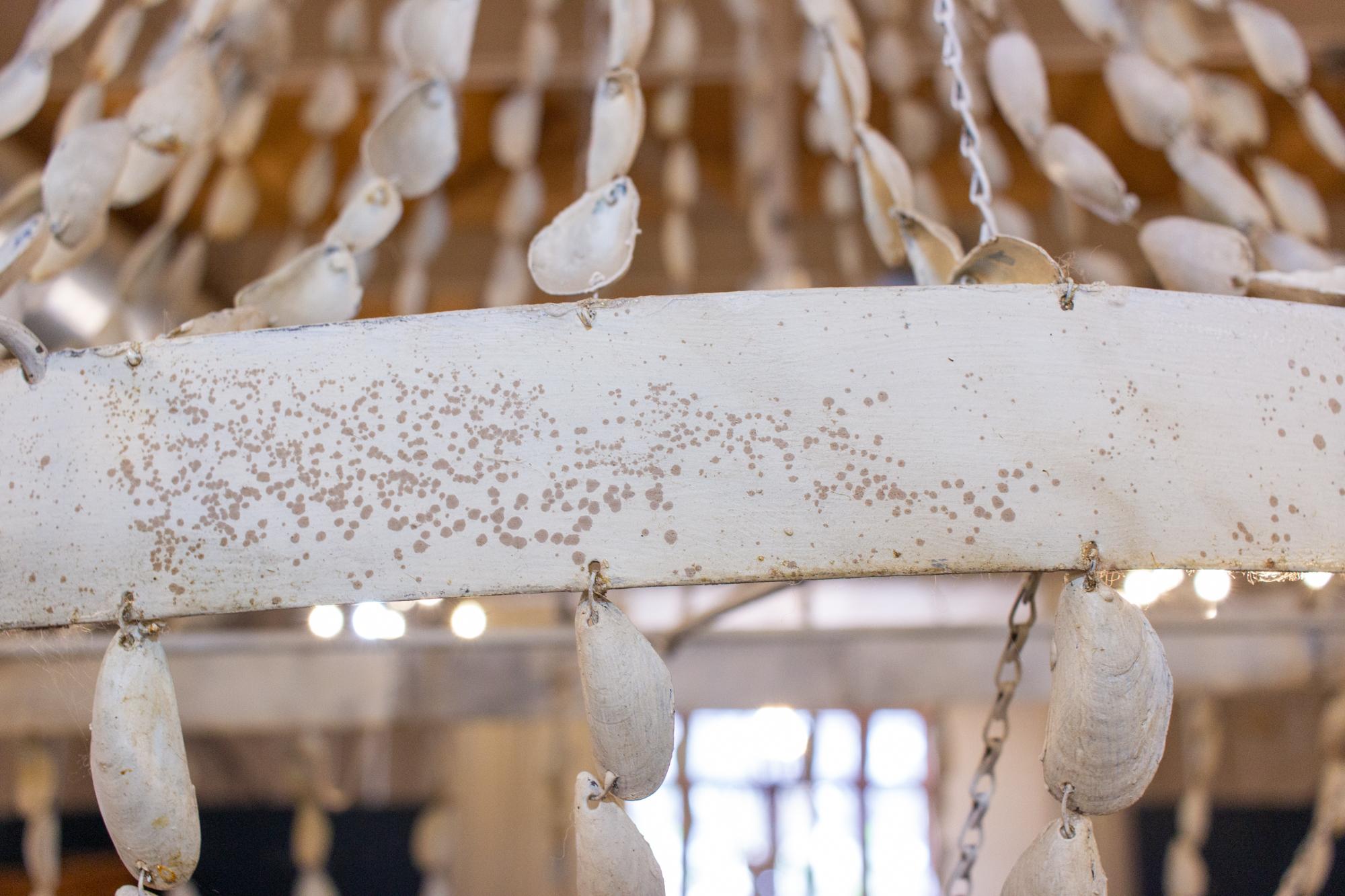 Vintage Spanish Painted Metal and Seashell Chandelier with 8 Candelabra ...