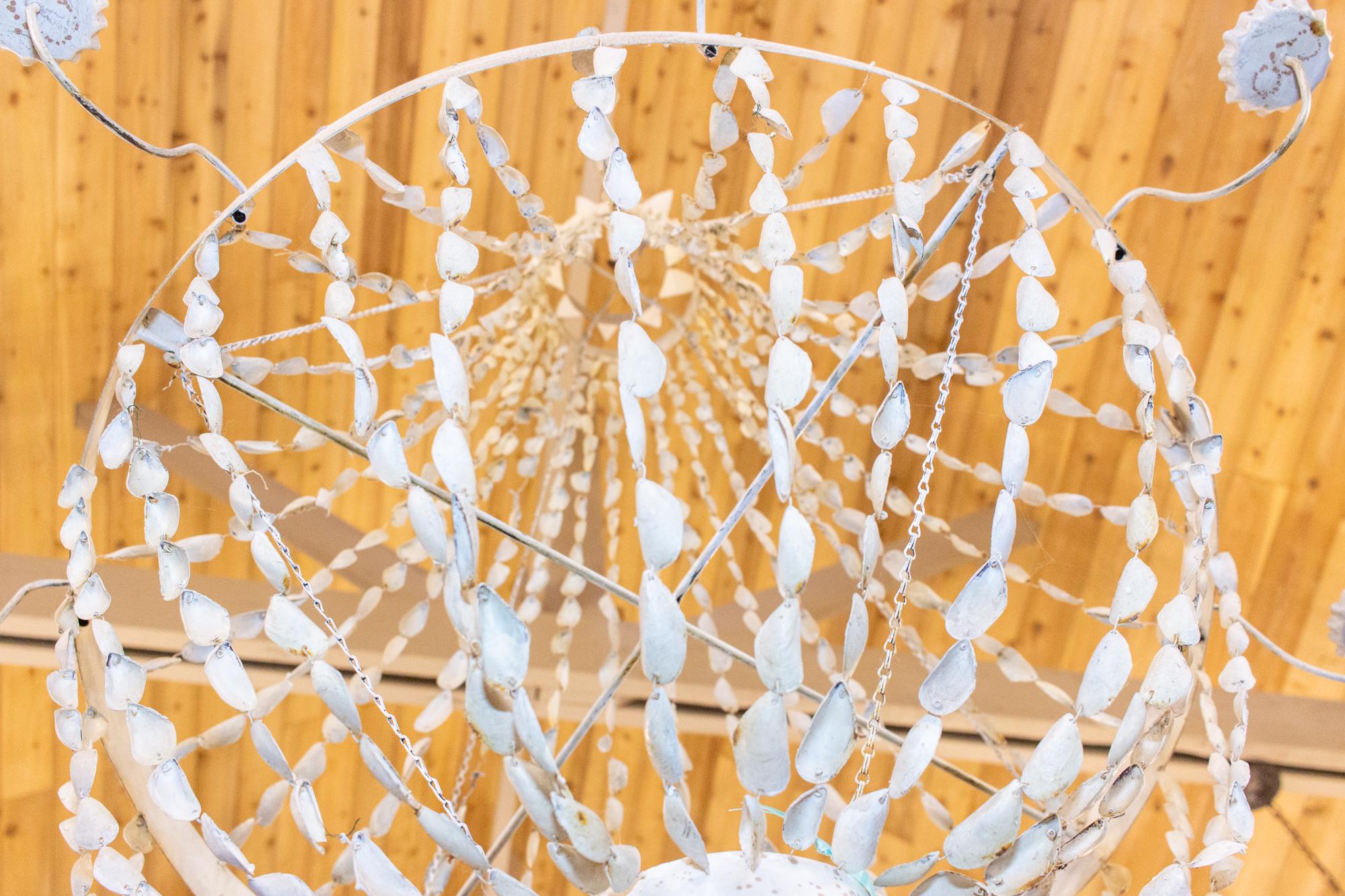 Vintage Spanish Painted Metal and Seashell Chandelier with 8 Candelabra ...