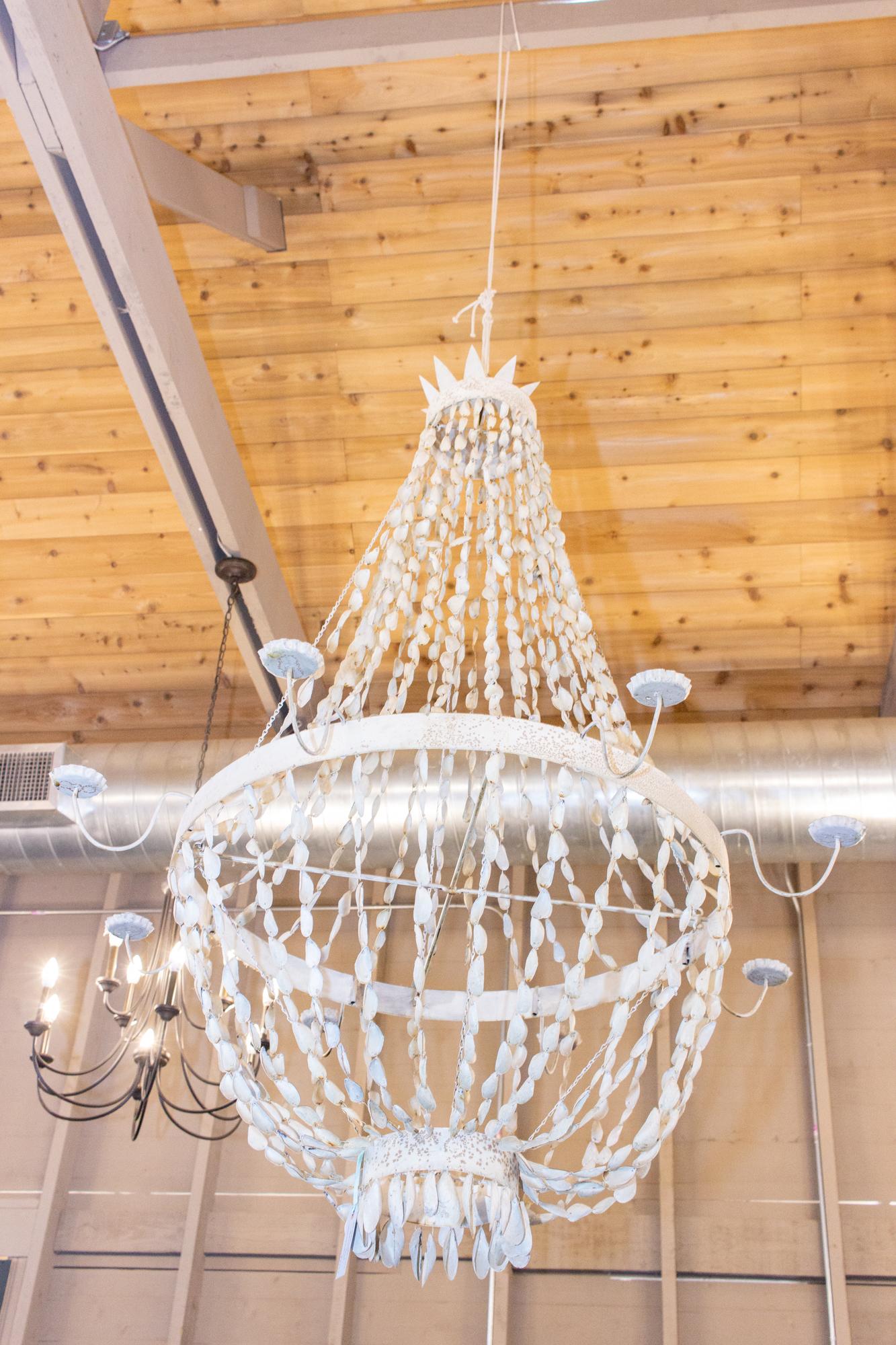 Vintage Spanish Painted Metal and Seashell Chandelier with 8 Candelabra ...