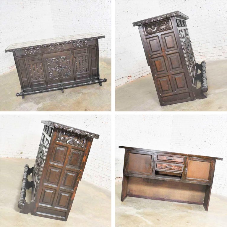 Spanish Revival Style Dry Bar with Inlaid Tile Top in Style Artes de ...