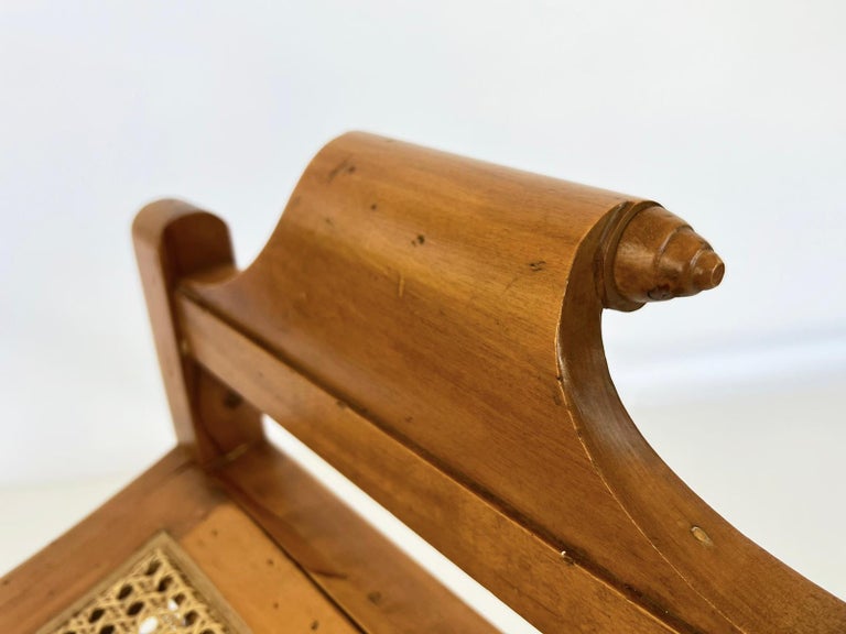 Vintage Spanish Satinwood Stool with Caned Seat and Scrolling Arms For ...