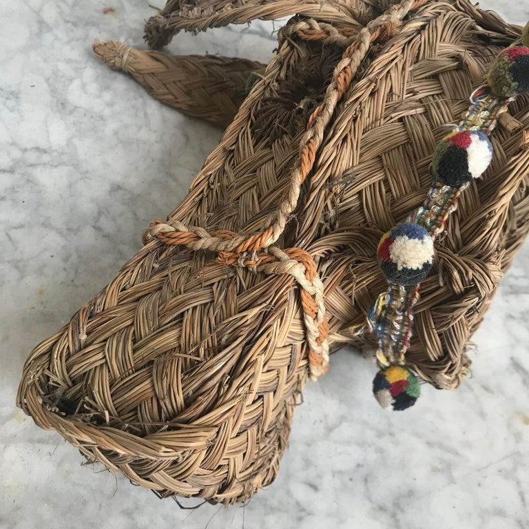 Vintage Spanish Woven Spanish Esparto Straw Mule/ Donkey Head For Sale ...