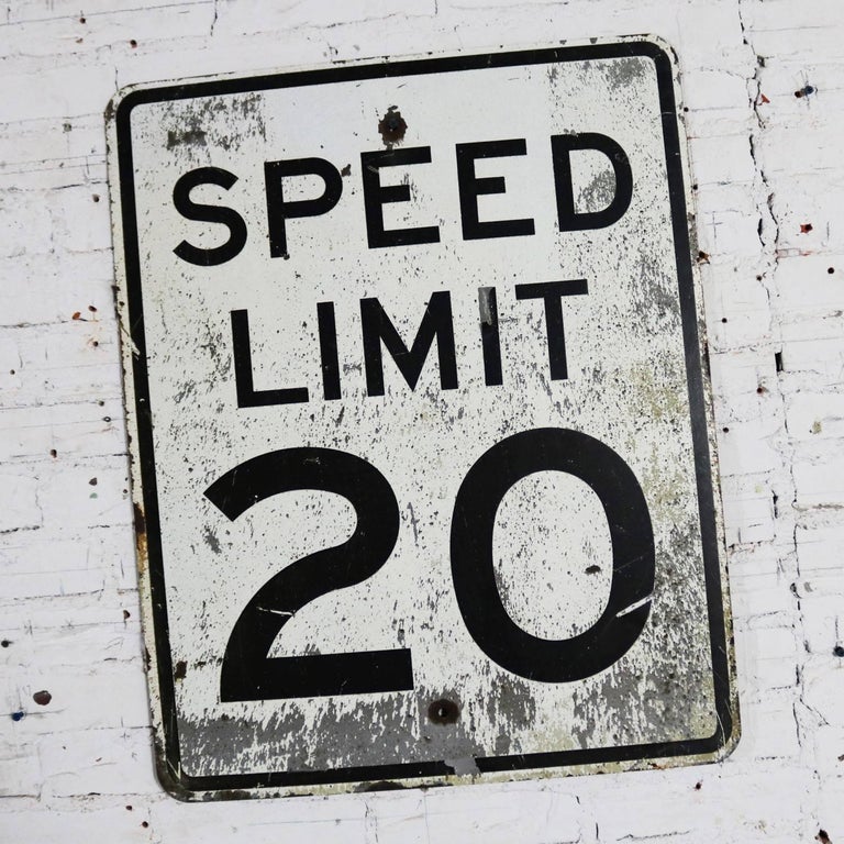 Vintage Speed Limit 20 Large Steel Traffic Sign For Sale at 1stDibs