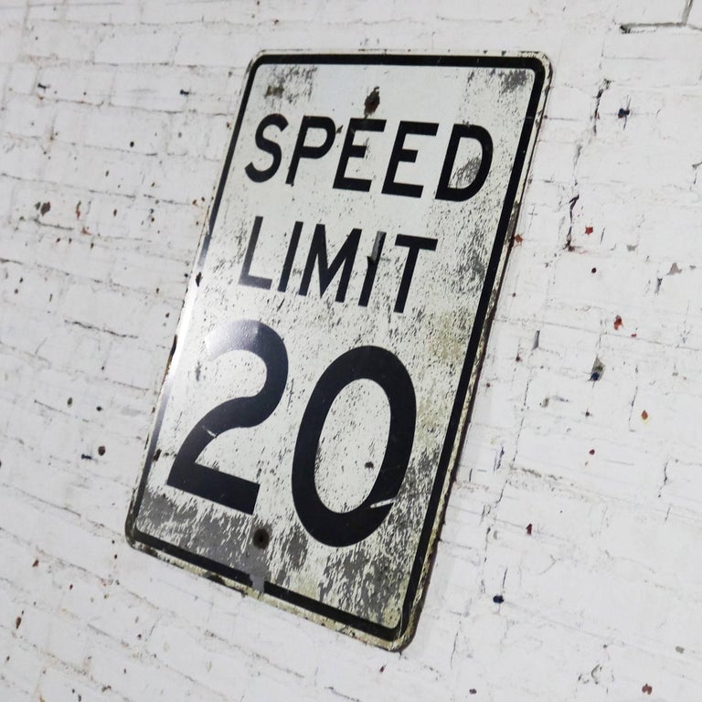 Vintage Speed Limit 20 Large Steel Traffic Sign For Sale at 1stDibs