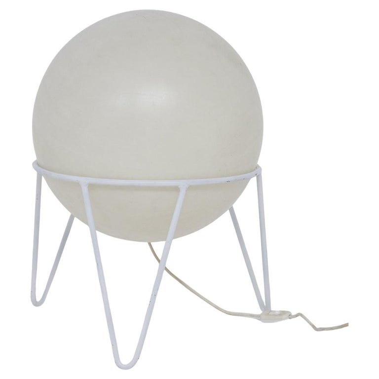 Vintage Spherical Floor Lamp with White Painted Iron Base For Sale at ...