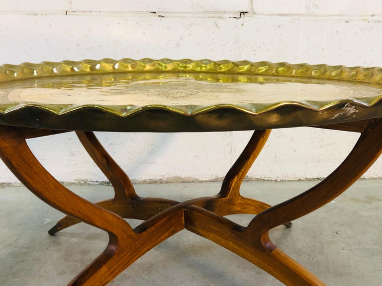 Vintage Spider Leg Coffee Table with Moroccan Brass Tray at 1stDibs ...