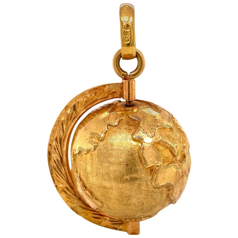 Vintage Spinning World Globe 18 Karat Gold Charm Estate Fine Jewelry at ...