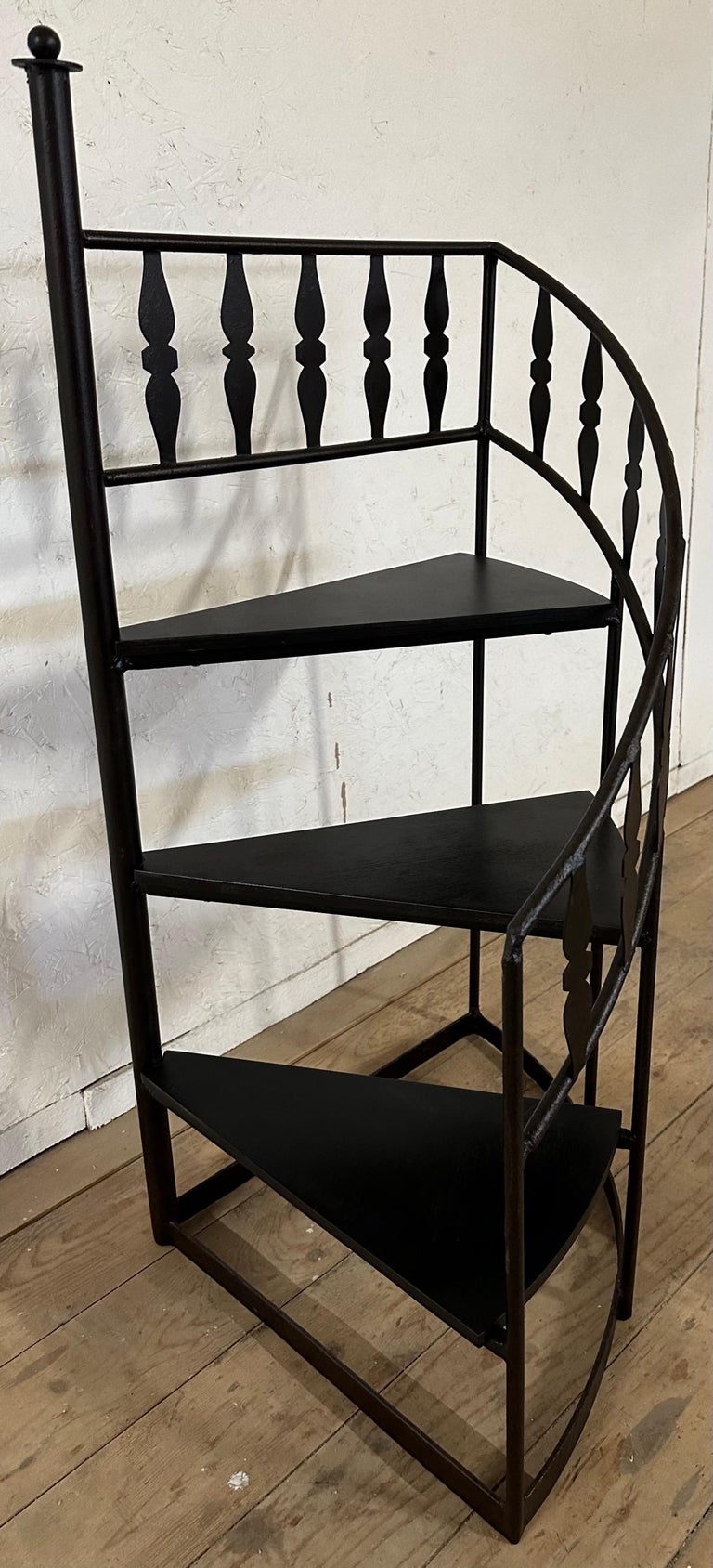 Vintage Spiral 3-Step Metal and Wood Library Steps or Stand For Sale at ...