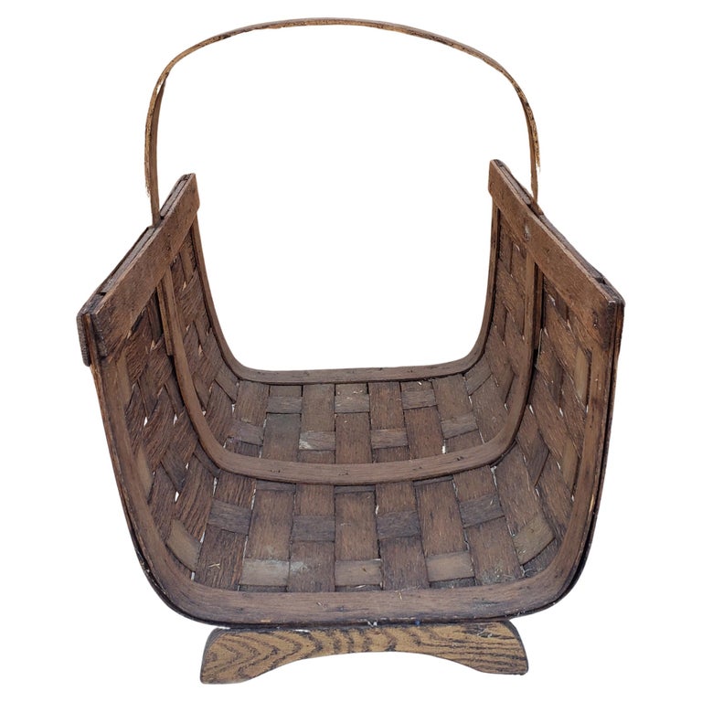 Vintage Split Oak Fireplace Logs Holder Basket For Sale at 1stDibs