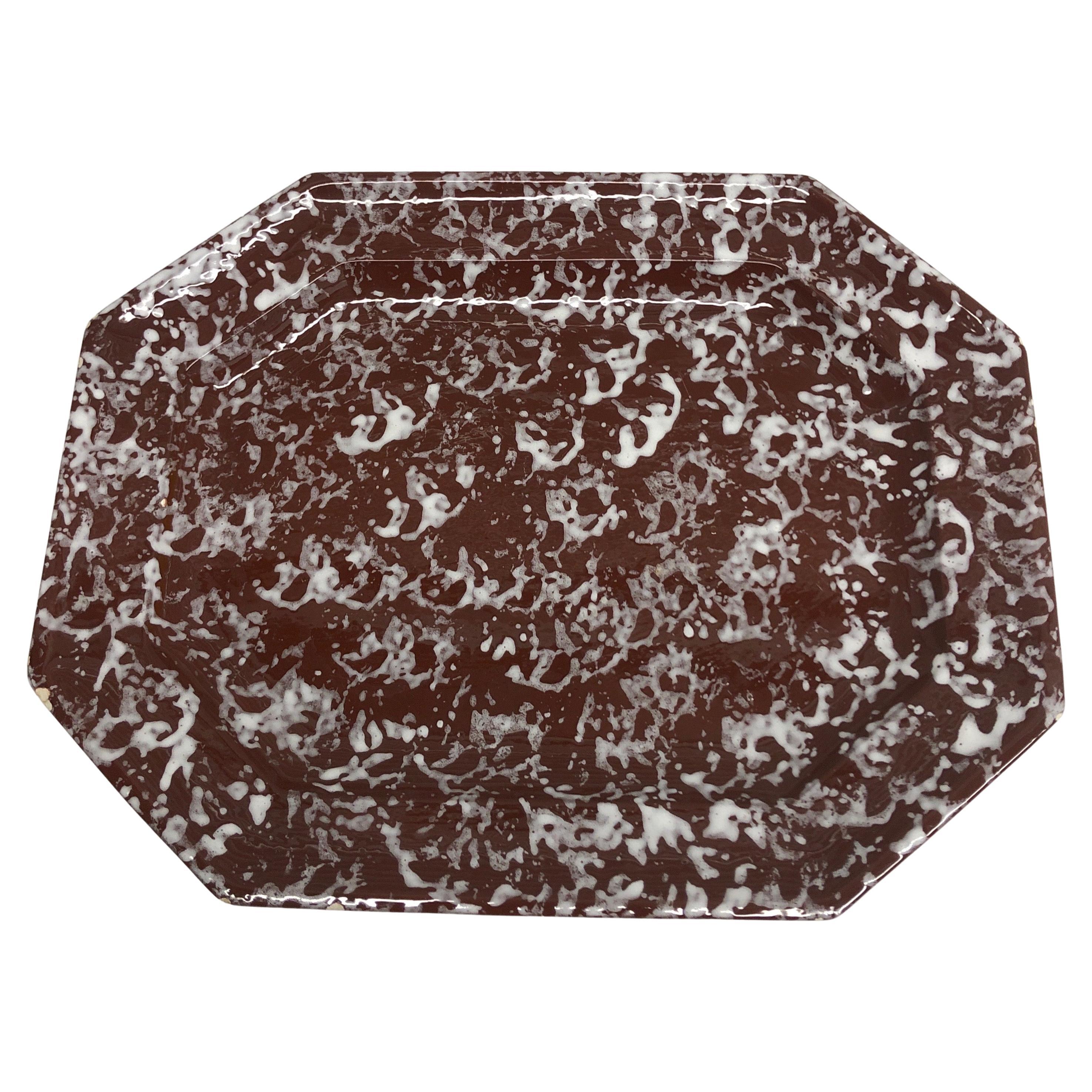 Vintage Ceramic Platters With Blue Palm Tree Motif in the Style of ...