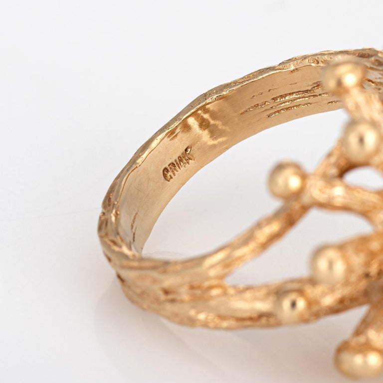 Vintage Sputnik Ring Cultured Pearl 14k Yellow Gold Estate Fine Jewelry ...