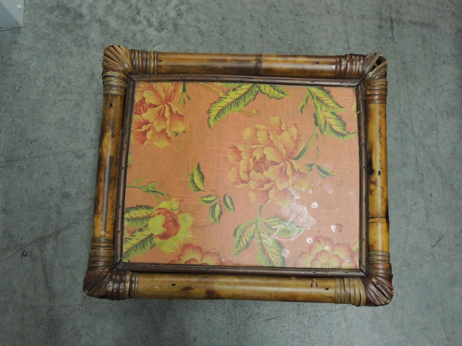 Vintage Square Bamboo and Rattan Plant Stand For Sale at 1stDibs