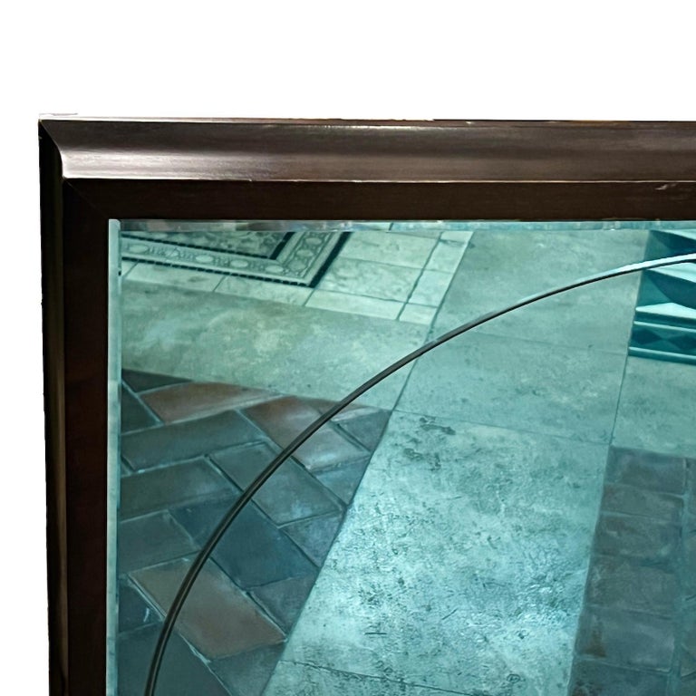 Vintage Square Blue Mirror For Sale at 1stDibs