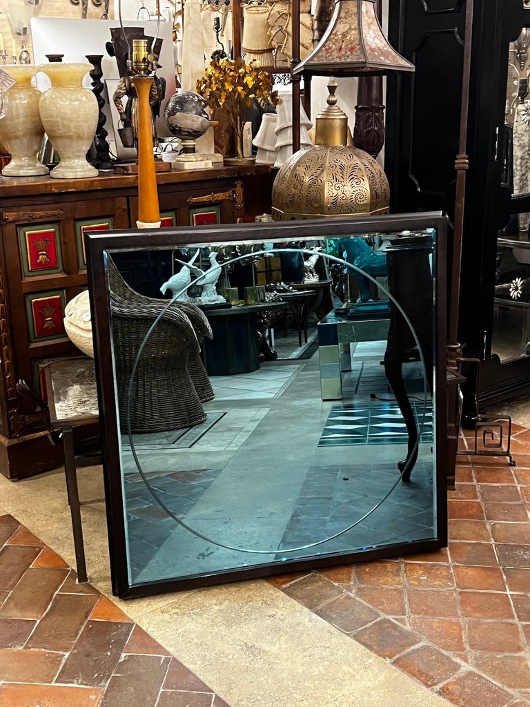 Vintage Square Blue Mirror For Sale at 1stDibs