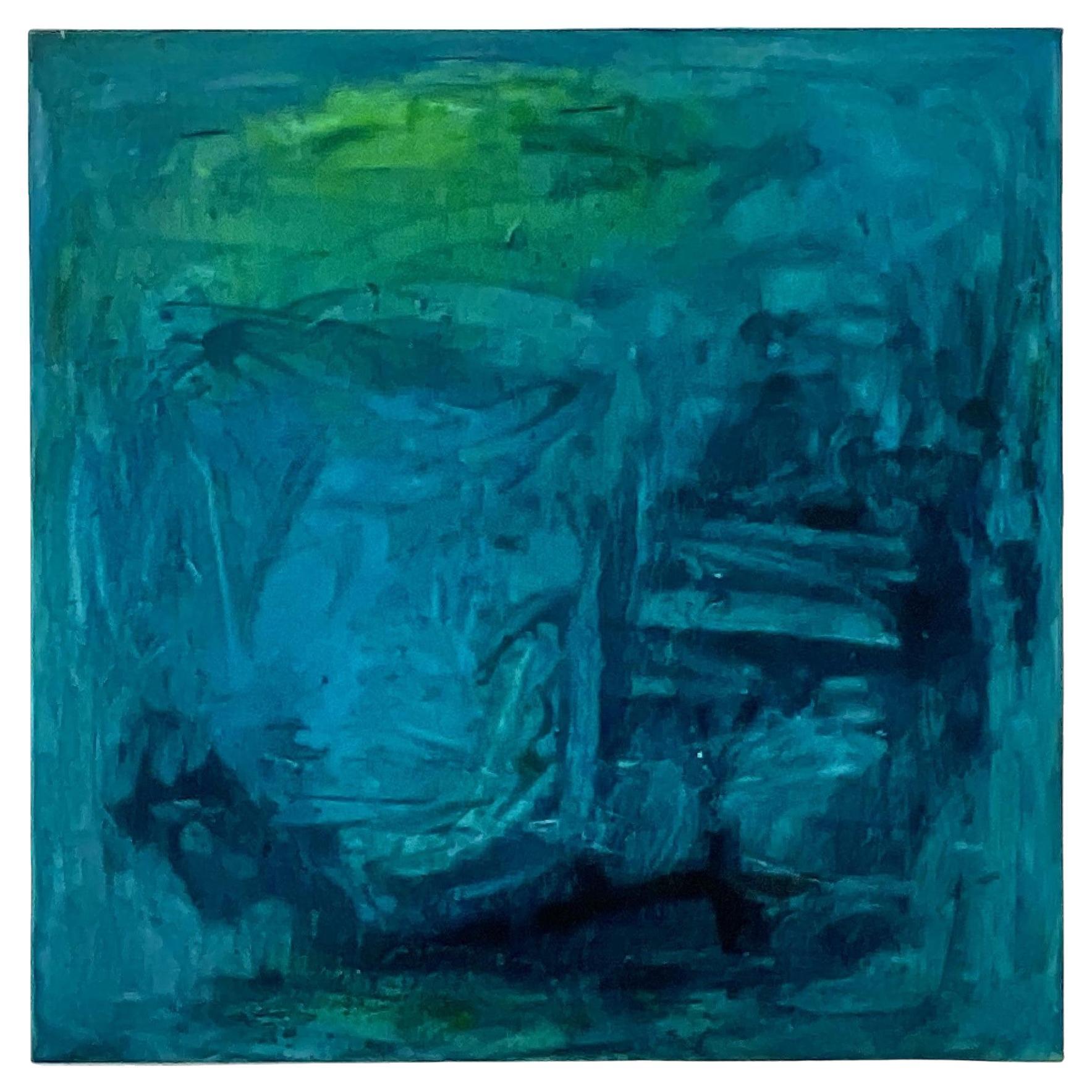 Vintage Square Bohemian Oil Painting on Canvas For Sale at 1stDibs