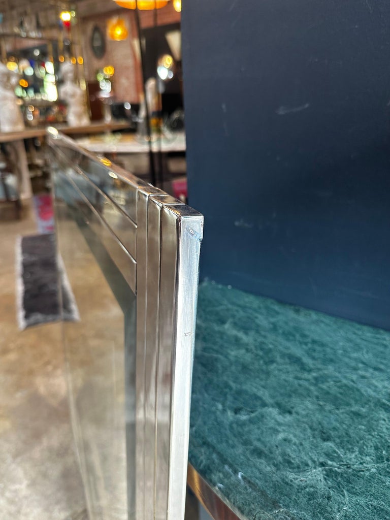 Vintage Square Chrome Mirror, 1980s For Sale at 1stDibs