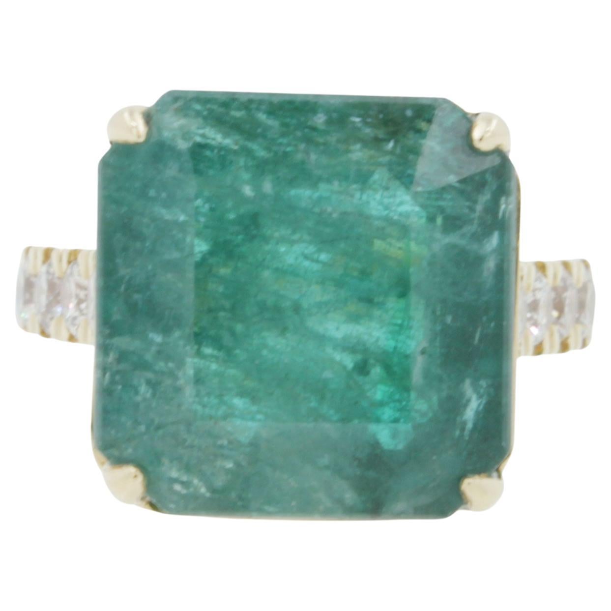 Unique Emerald Bead Ring Handmade in 18 Karat Yellow Gold For Sale at ...