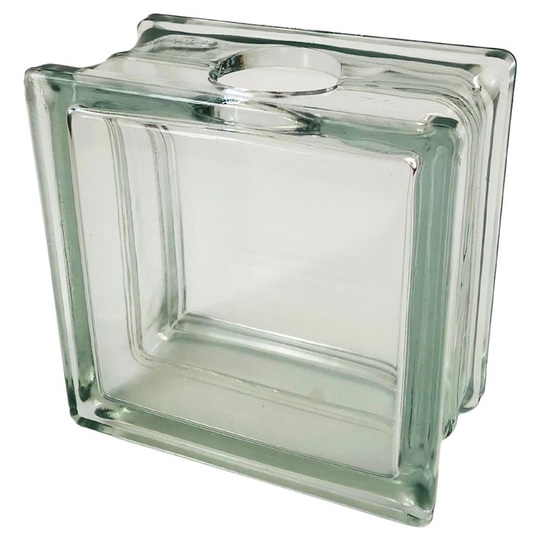 Vintage Square Glass Block Vase at 1stDibs | vintage glass blocks ...
