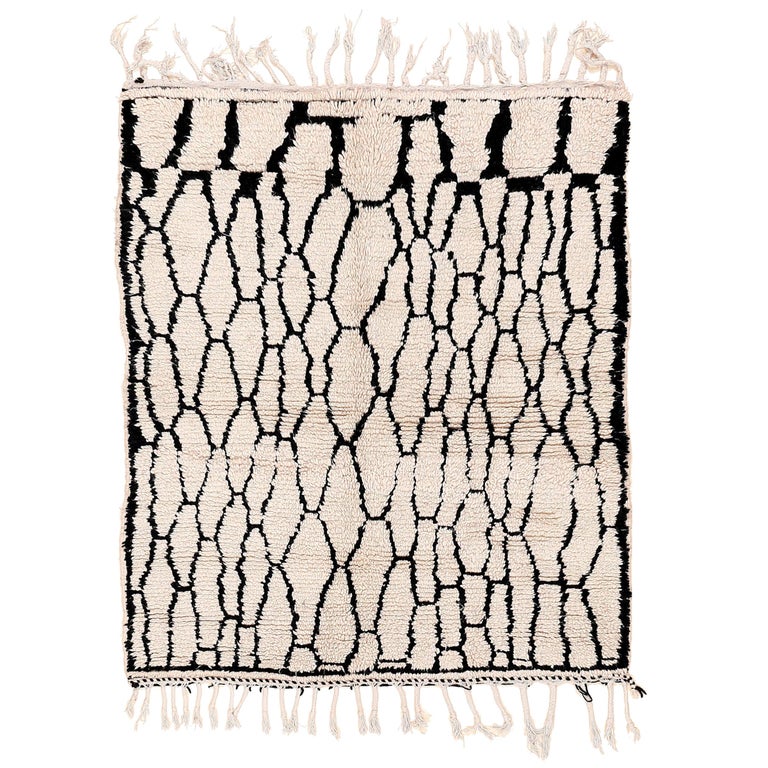 Vintage Square Ivory Azilal Moroccan Berber Rug For Sale at 1stDibs