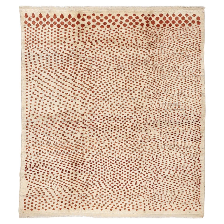 Vintage Square Rug with Leopard Pelt Design For Sale at 1stDibs