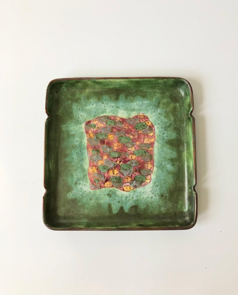 Vintage Square Studio Pottery Tray by Richard Teiser For Sale at 1stDibs