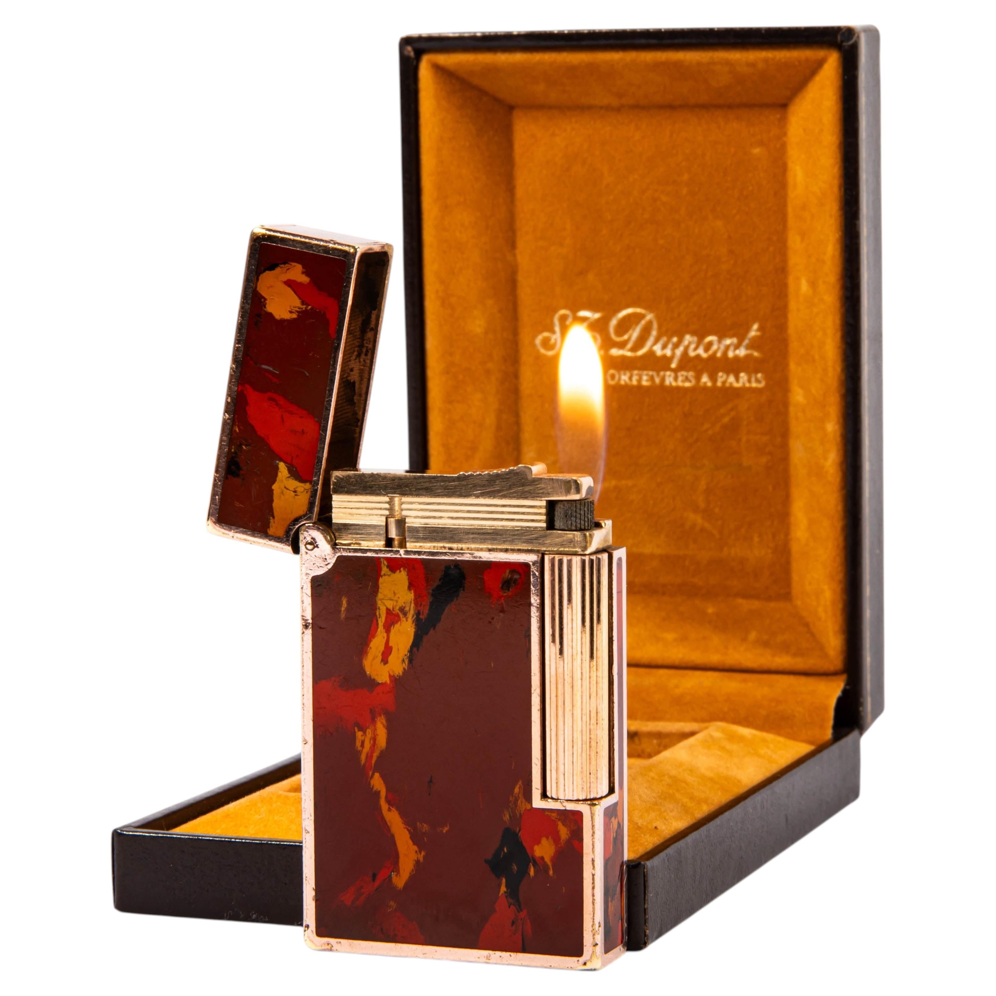Vintage S.T. Dupont Ligne 2 Regular Lighter Abstract Art Lacquered in ...
