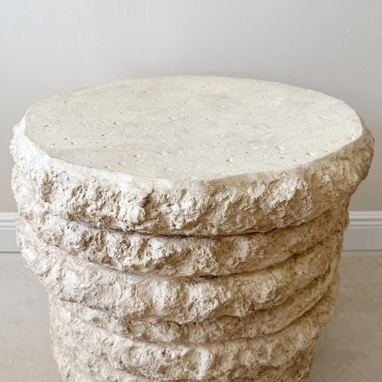 Vintage Stacked Stone Plaster Occasional Side Table For Sale at 1stDibs