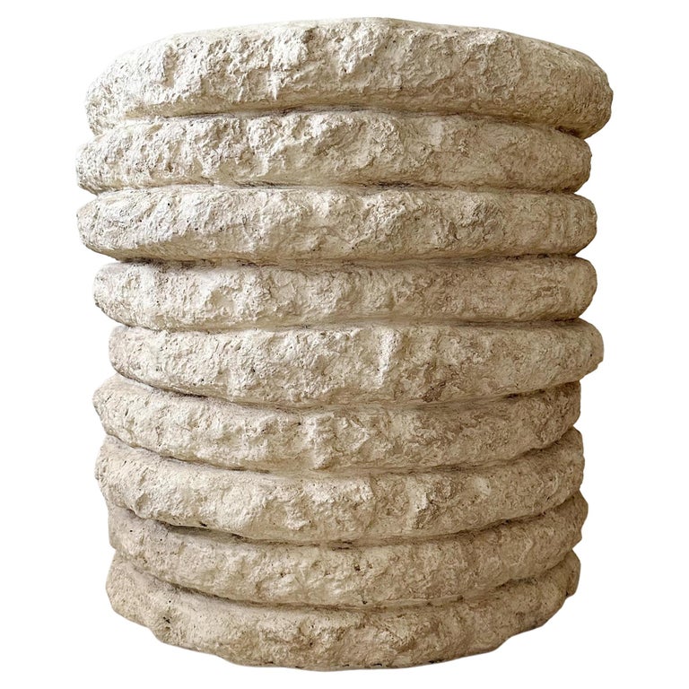 Vintage Stacked Stone Plaster Occasional Side Table For Sale at 1stDibs