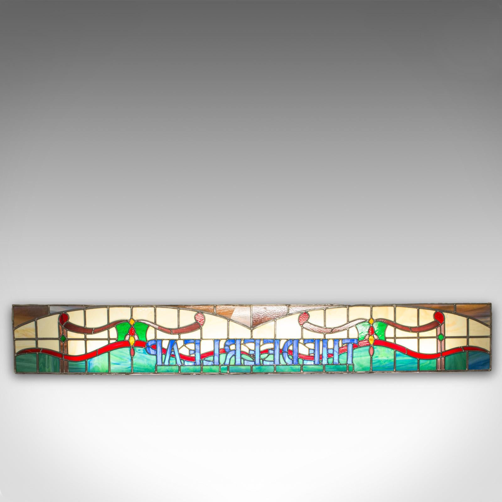 Vintage Stained Glass Window, English, Lead, Pub, Panel, Art Deco, 20th ...