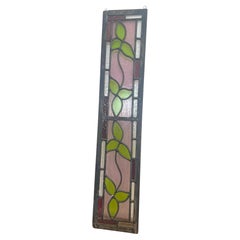 Vintage Framed Green and Orange Stained Glass For Sale at 1stDibs