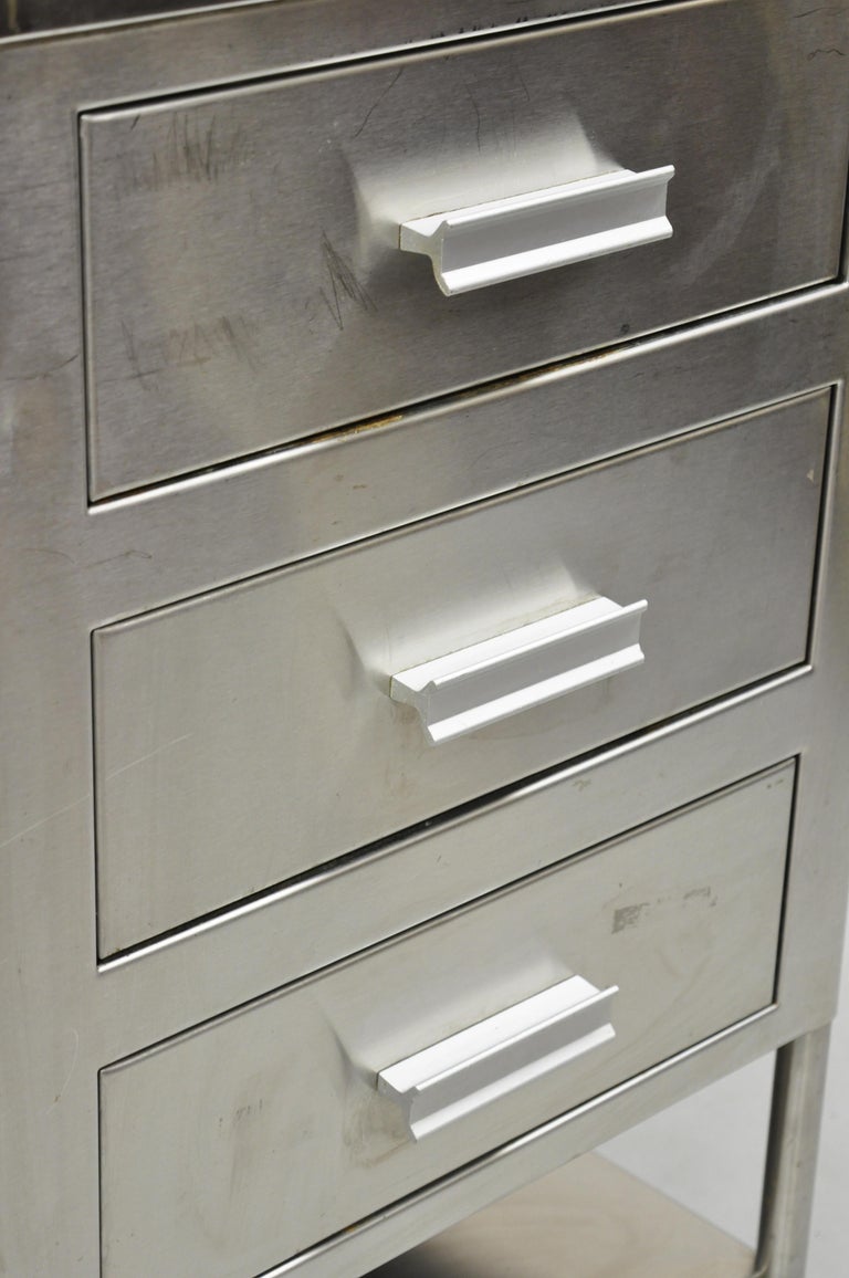 Vintage Stainless Steel 3 Drawer Rolling Medical Dental Cabinet ...