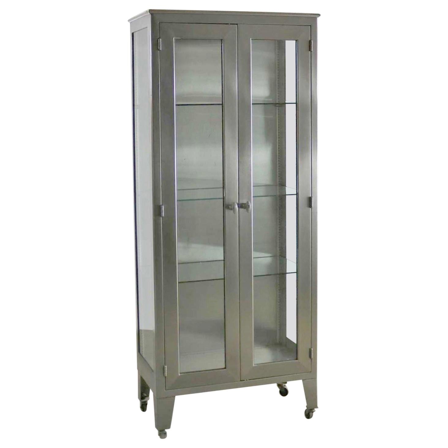 Vintage Stainless Steel Industrial Display Apothecary Medical Cabinet Vintage Stainless Steel Industrial Display Apothecary Medical Cabinet