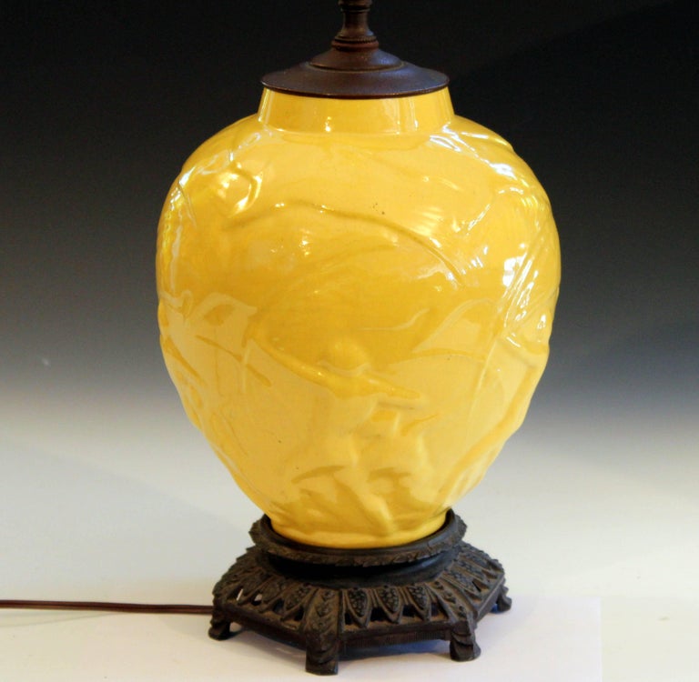 Vintage Stangl Art Deco Pottery "Archers" Atomic Yellow Large Globe ...