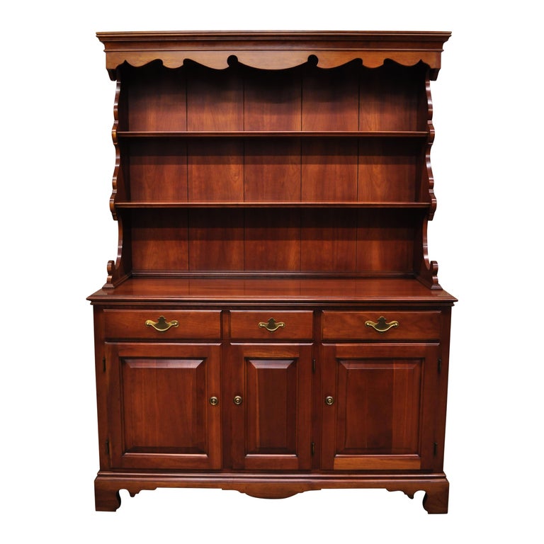 Vintage Statton Trutype Cherry 2-Piece Step Back Hutch Cupboard Cabinet ...