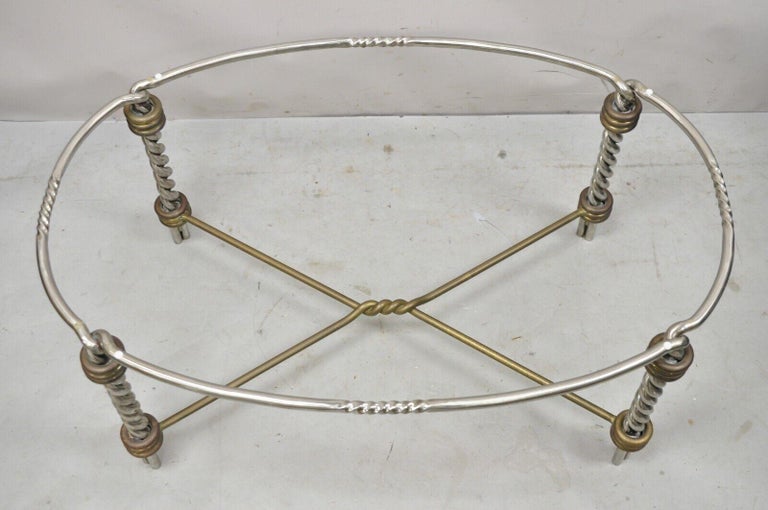 Vintage Steel and Bronze Neoclassical Style Twisted Metal Oval Coffee ...