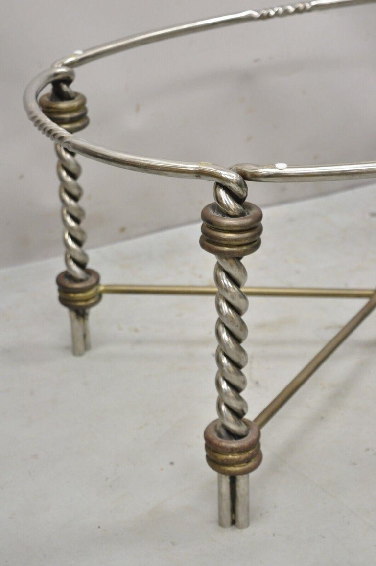 Vintage Steel and Bronze Neoclassical Style Twisted Metal Oval Coffee ...