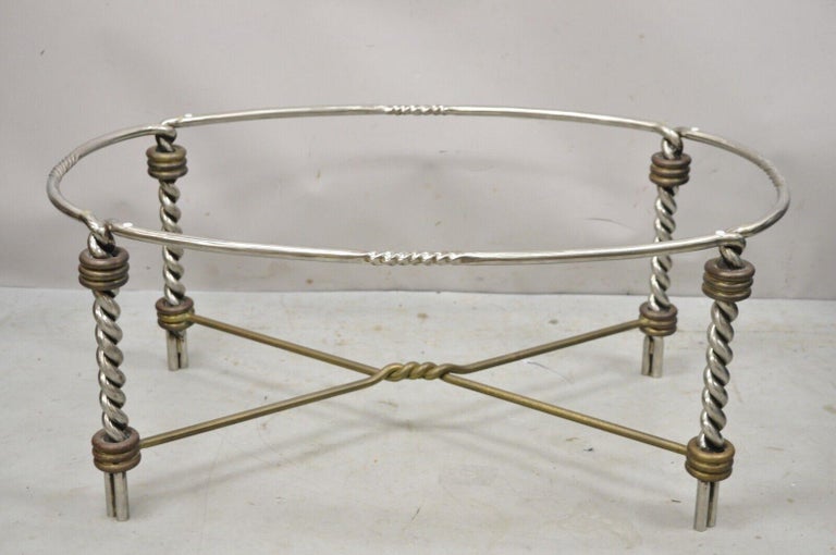 Vintage Steel and Bronze Neoclassical Style Twisted Metal Oval Coffee ...