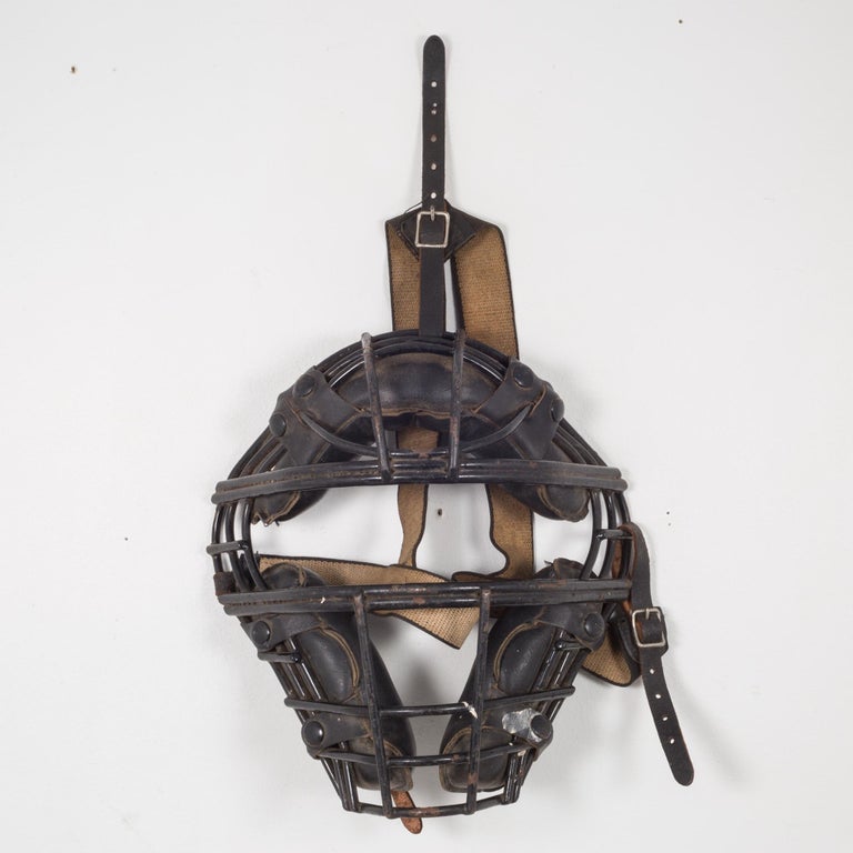 Vintage Steel and Leather Catcher's Mask, c.1940 at 1stDibs