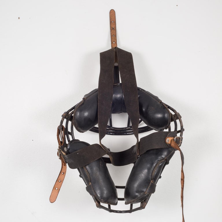 Vintage Steel and Leather Catcher's Mask, c.1940 at 1stDibs