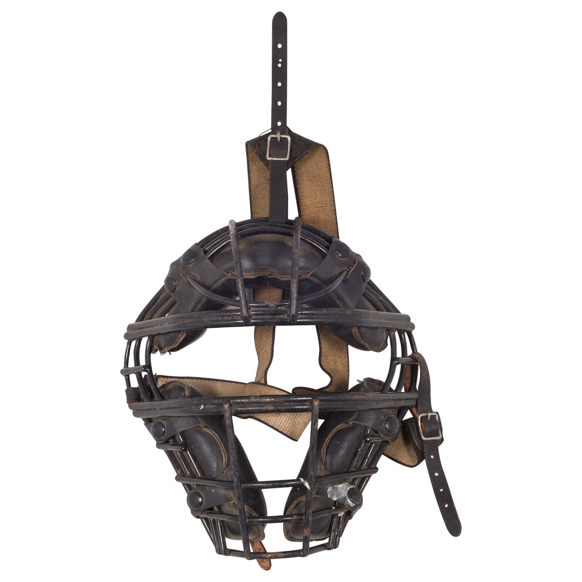 Vintage Steel and Leather Catcher's Mask, c.1940 at 1stDibs